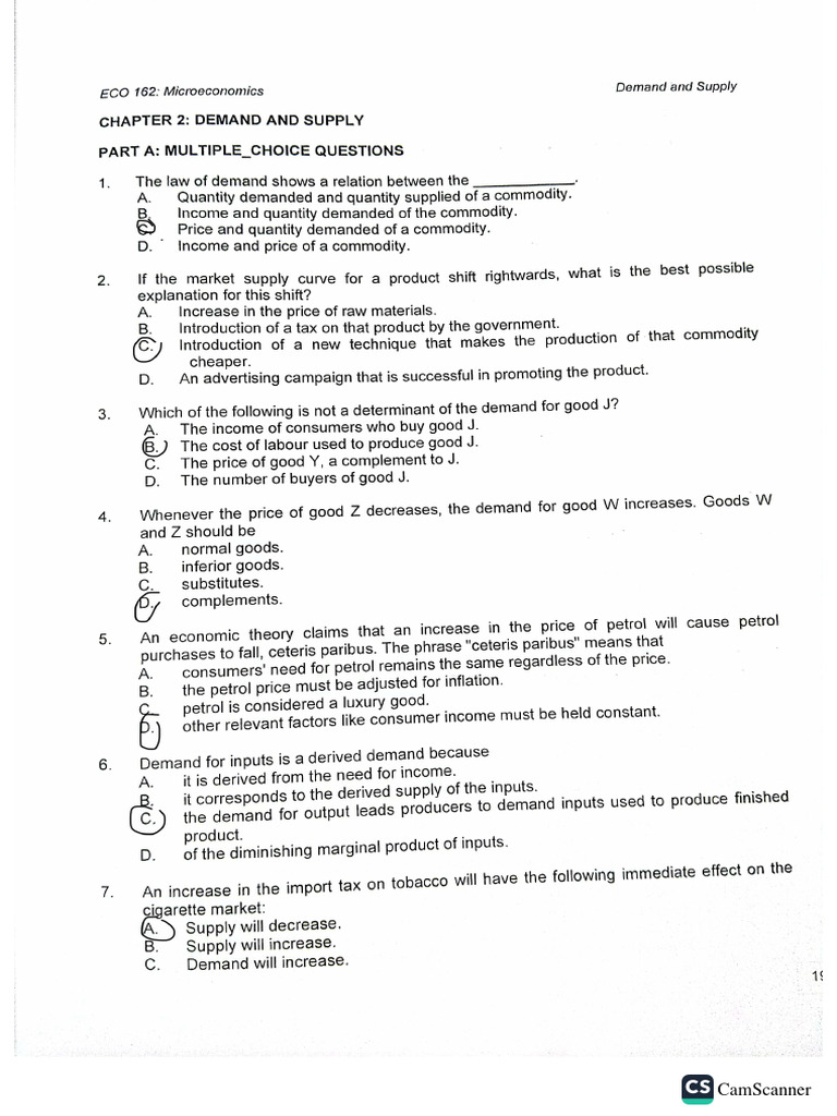 ECO162 Tutorial Chapter 2 MCQ | PDF