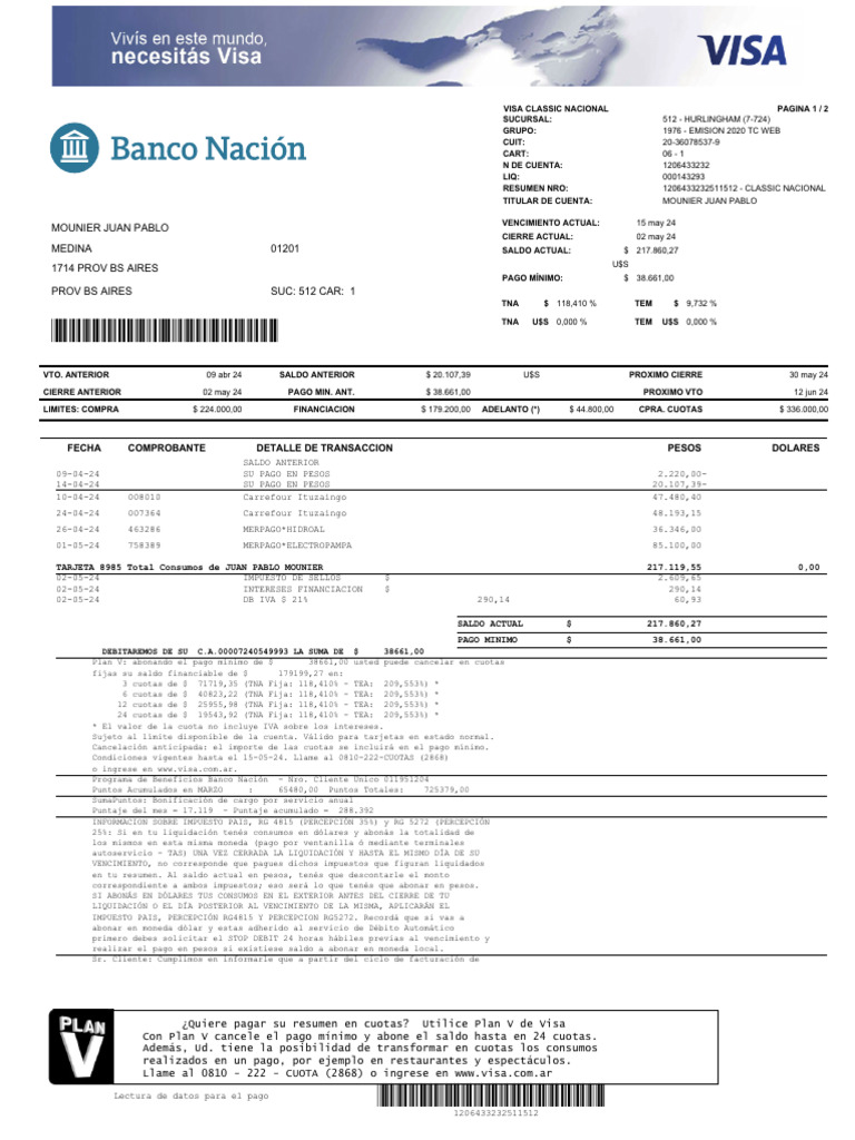 Resumen 20240504 | PDF | Tarjeta de crédito | Tarjeta de débito