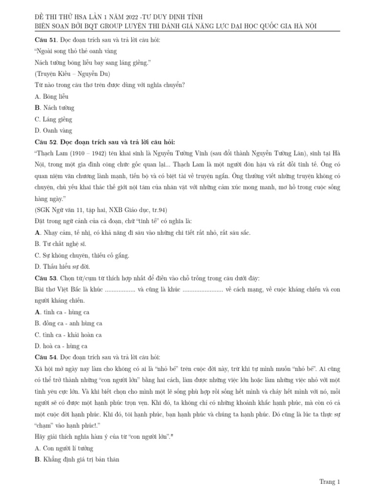 2022-THITHU-2-TƯ DUY ĐỊNH TÍNH | PDF