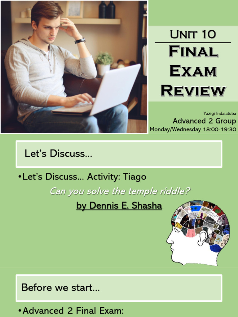 ADV. 2 Final Exam Review Class | PDF | Subject (Grammar) | Verb