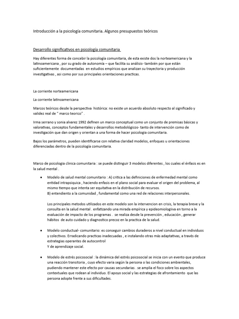 resumen comunitario (1) | PDF | Sicología | Ciencias del comportamiento