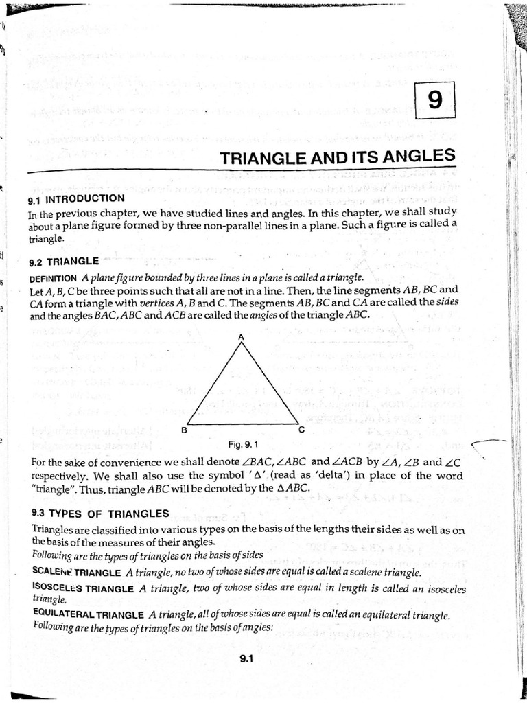 Chapter 9 - Triangles and Its Angles | PDF