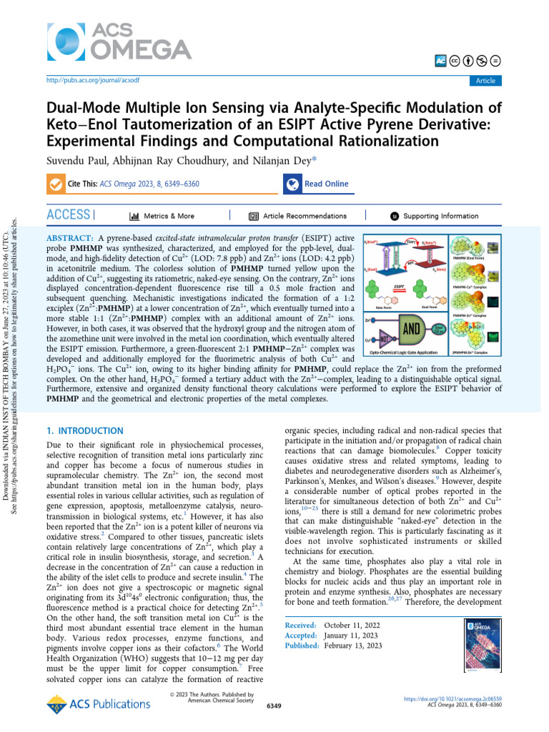 Acsomega.2c06559 Esipt DFT' | PDF | Adenosine Diphosphate | Fluorescence