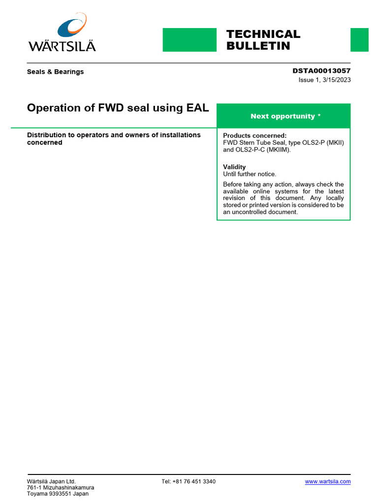 Operation of FWD Seal Using EAL | PDF