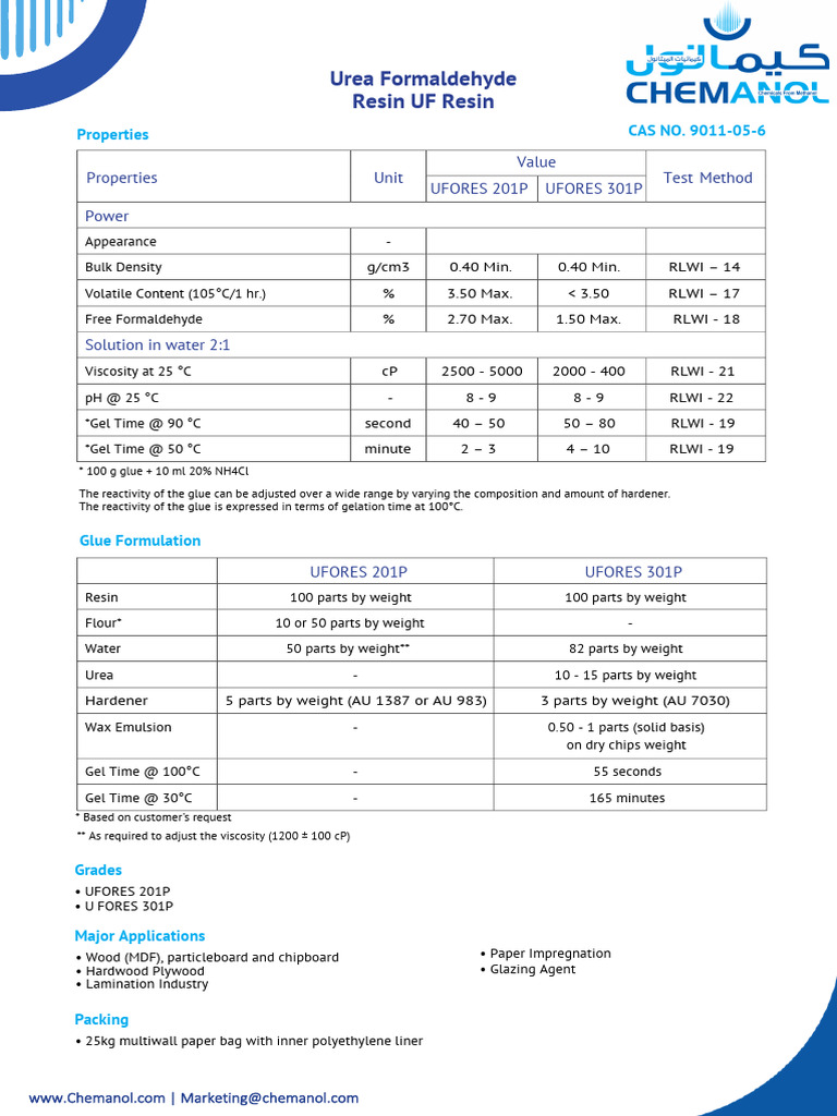 TDS 6 Urea Formaldehyde Powder Resin | PDF | Materials | Building Materials