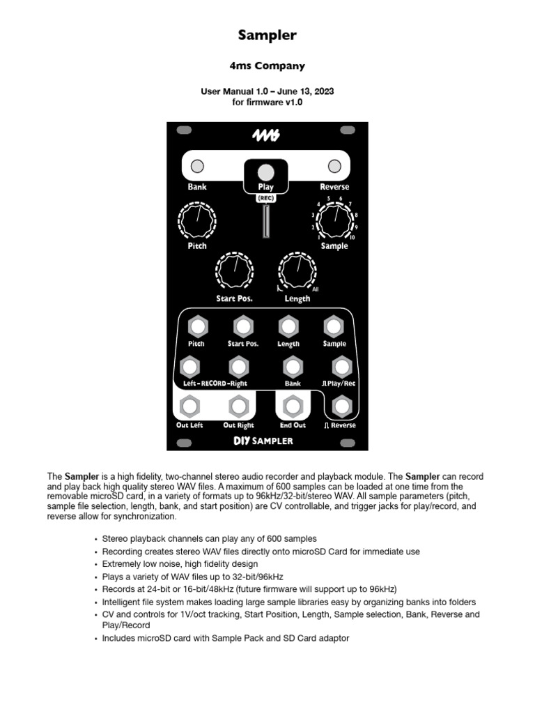 Sampler Manual v1.0 | PDF | Computer File | Synthesizer