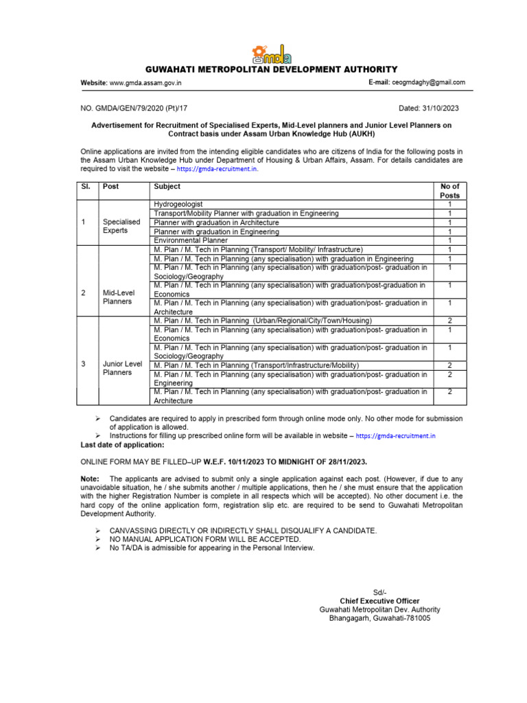 Advertisement Assam Urban Knowledge Hub 31102023 | PDF | Urban Planning