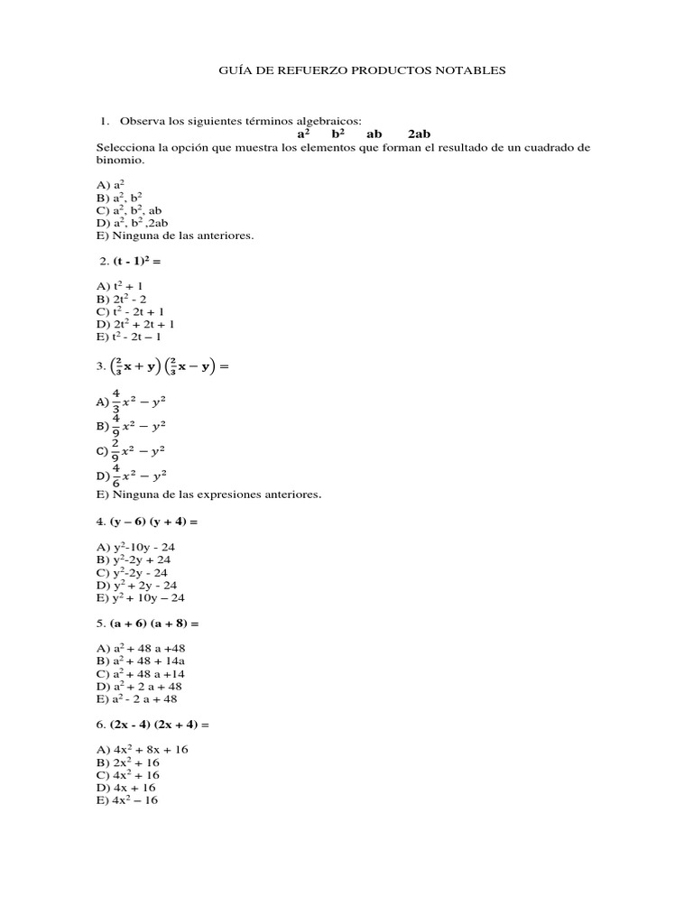 Productos Notables | PDF