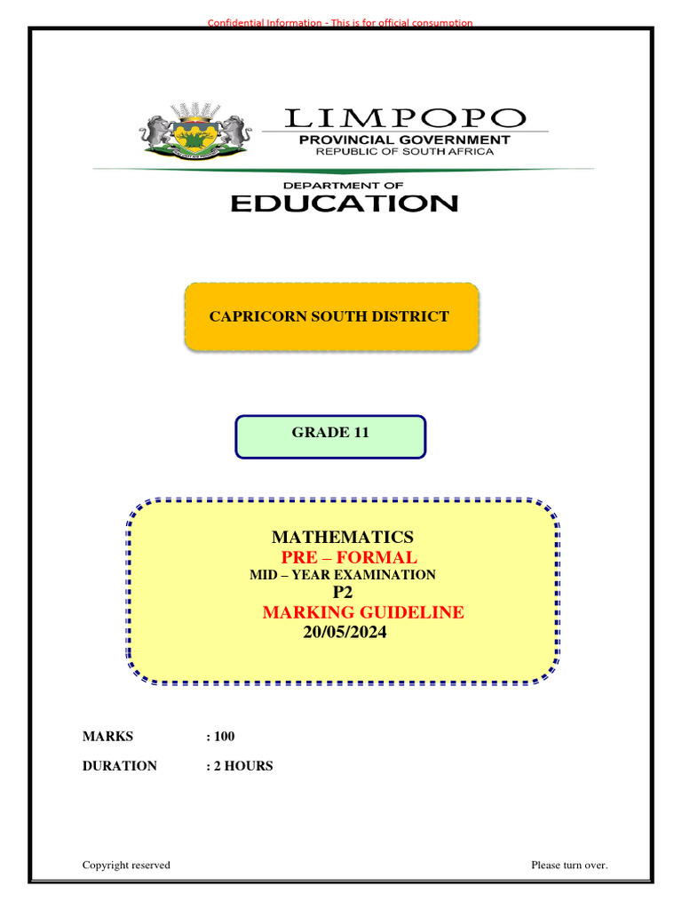 2024 - Memorandum Maths - Grade - 11 Pre | PDF | Mathematics