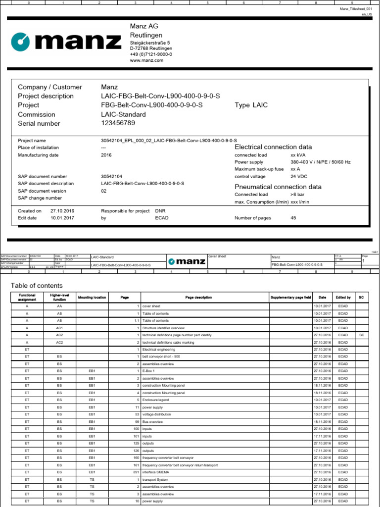 02 - LAIC FBG Belt Conv L900 400 0 9 0 S - 2017 01 10 - Eng | PDF | Electrical Connector | Power ...