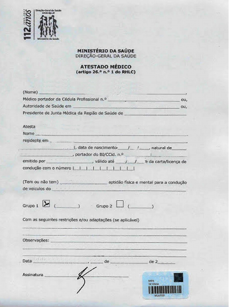Atestado de Saude Condução | PDF