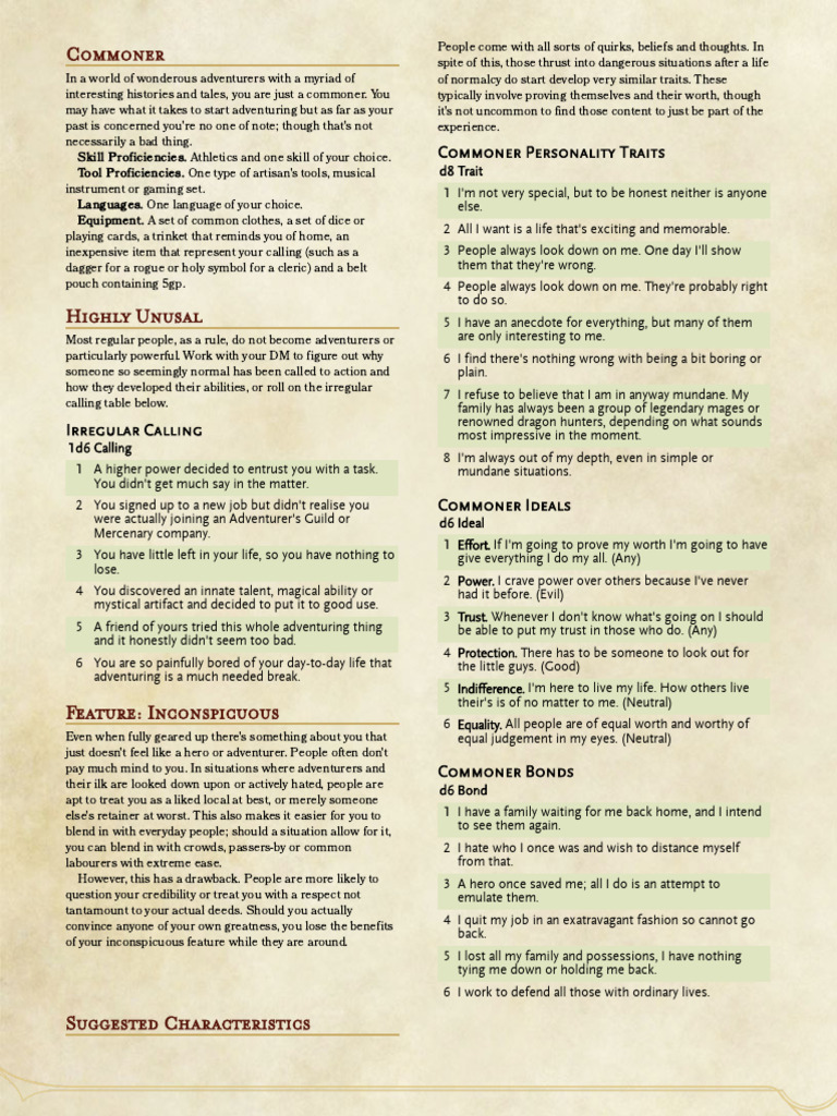 Commoner (Background) | PDF