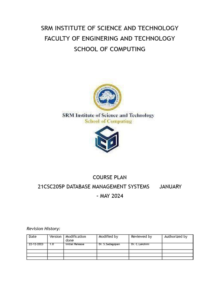 21CSC205P Database Management Systems | PDF | Relational Model | Relational Database