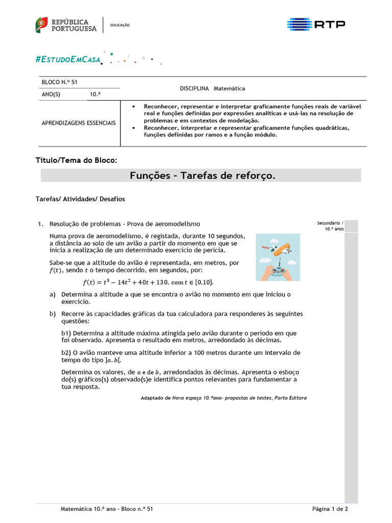 51 Matematica 10 Ano Funções Resolução De Tarefas Download Grátis Pdf
