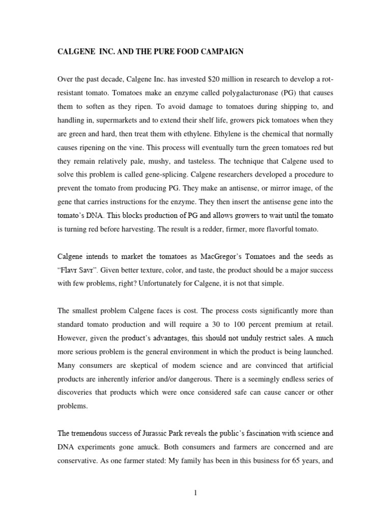 Calgene's Flavr Savr Tomato Challenges | PDF | Self-Improvement | Wellness