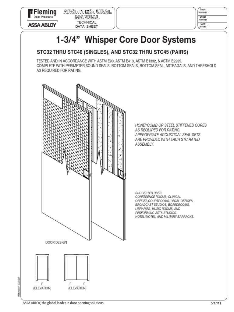 Whisper Core STC 32-46 Tech Data Sheet | PDF | Door | Building Engineering