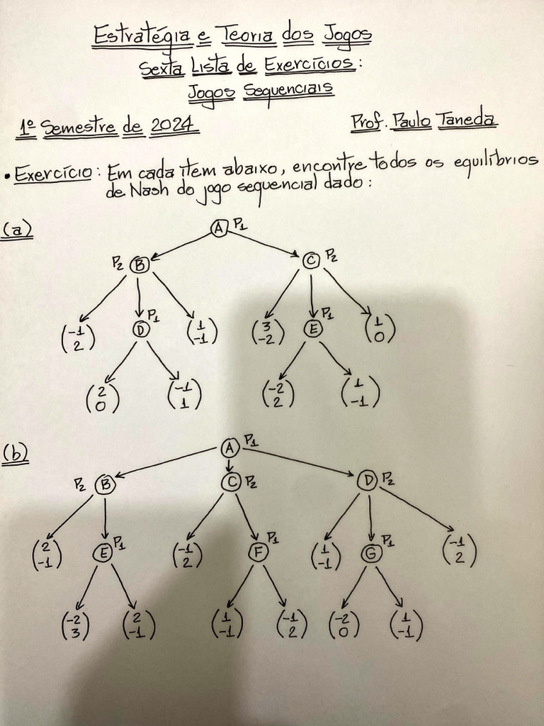 Estrat Gia e Teoria Dos Jogos - Lista 6 - Jogos Sequenciais | PDF