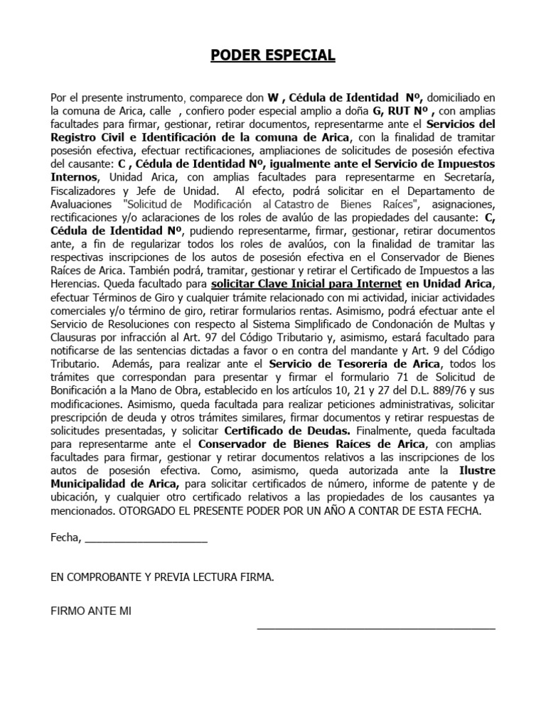Poder Notarial Posesion Efectiva | Descargar gratis PDF | Documento de ...