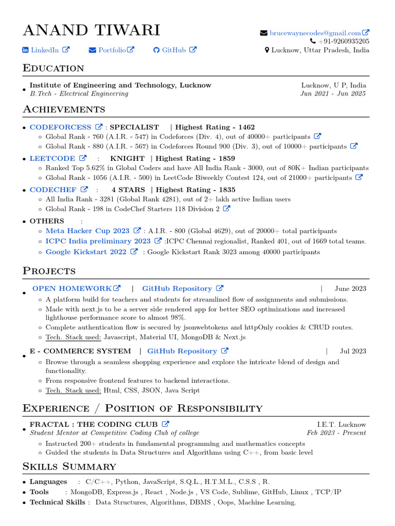 Anand Tiwari: Education | PDF | Java Script | Software Development