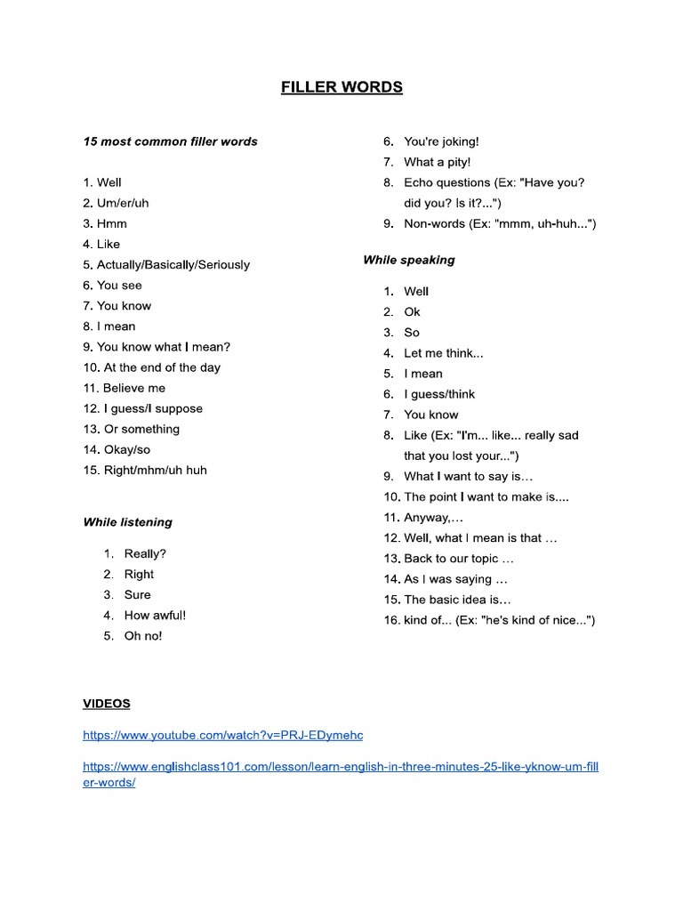 Filler Words | PDF