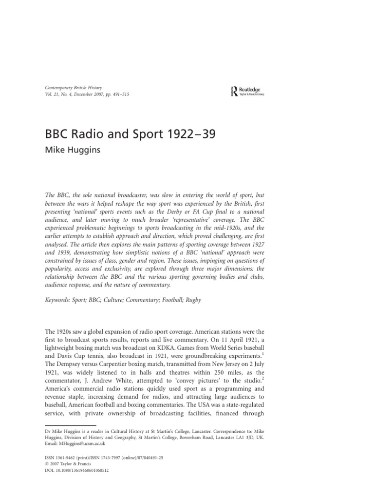 BBC Radio and Sport 1922 39 | PDF | Gambling | Bbc