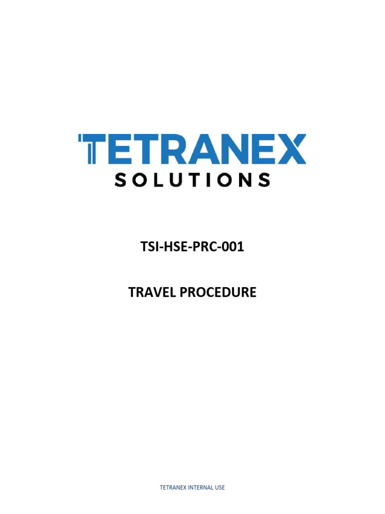 TSI-HSE-PRC-001 - R1 - Travel Procedure | PDF | Employment | Business