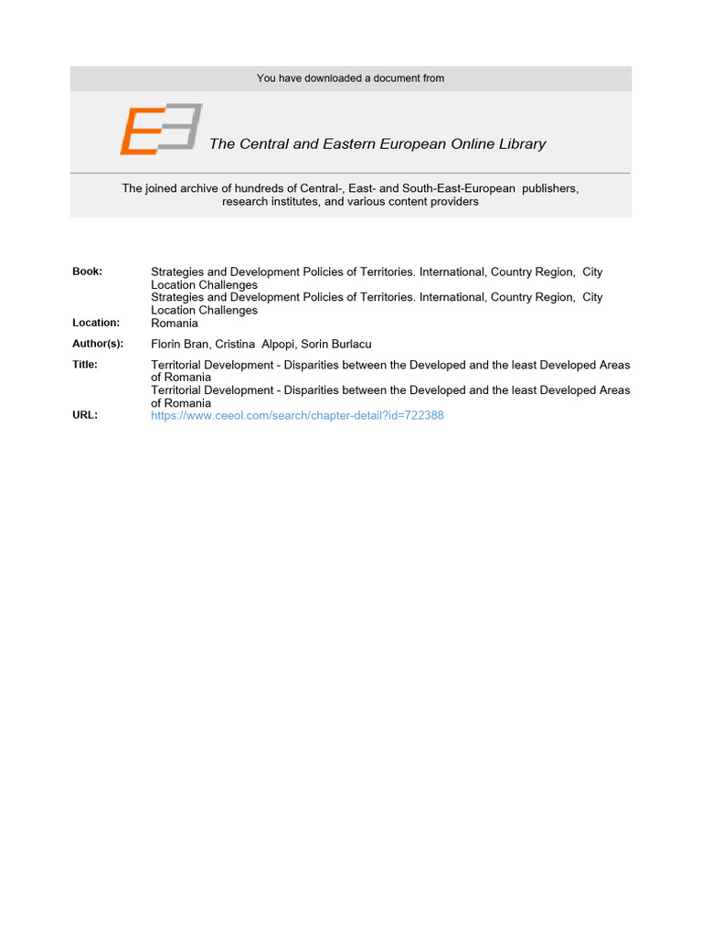 Territorial Development Disparities Between The Developed And The Least