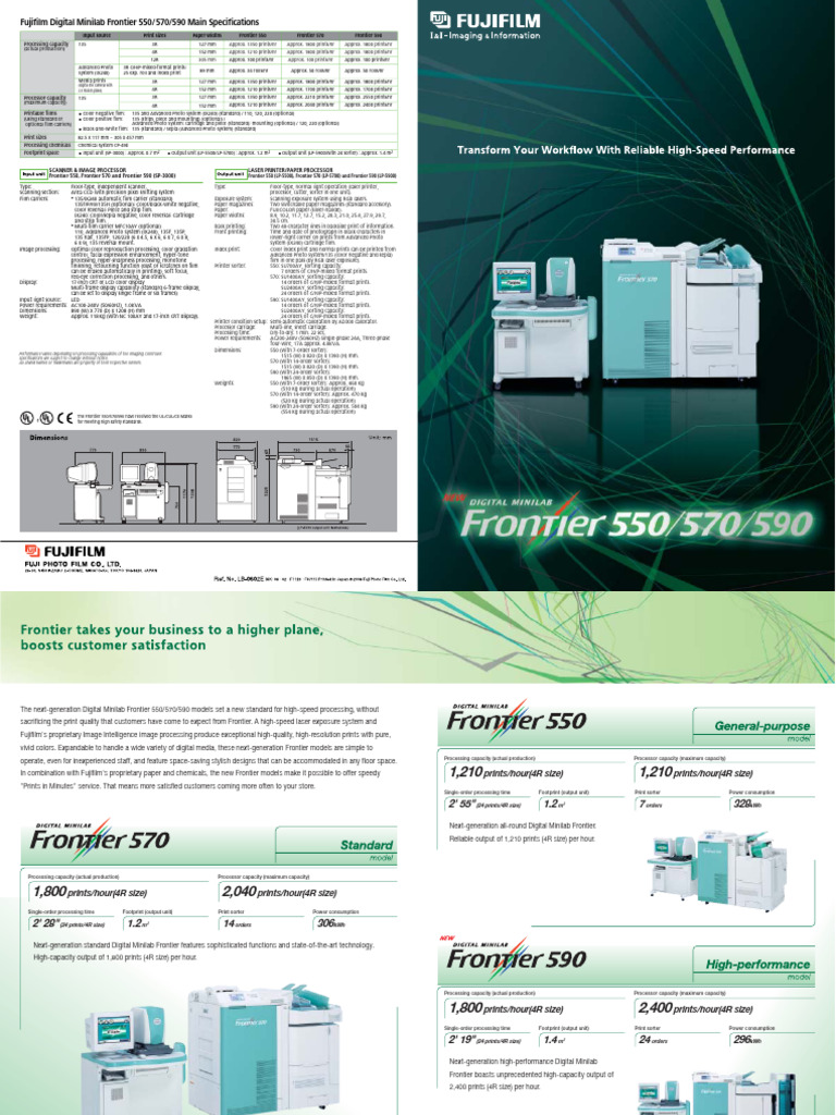 Fujifilm Frontier 550/570/590 Specs | PDF | Image Scanner | Energy ...