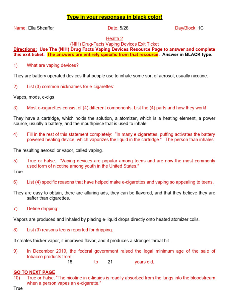 Vaping_Devices_Exit_Ticket | PDF | Electronic Cigarette | Determinants ...