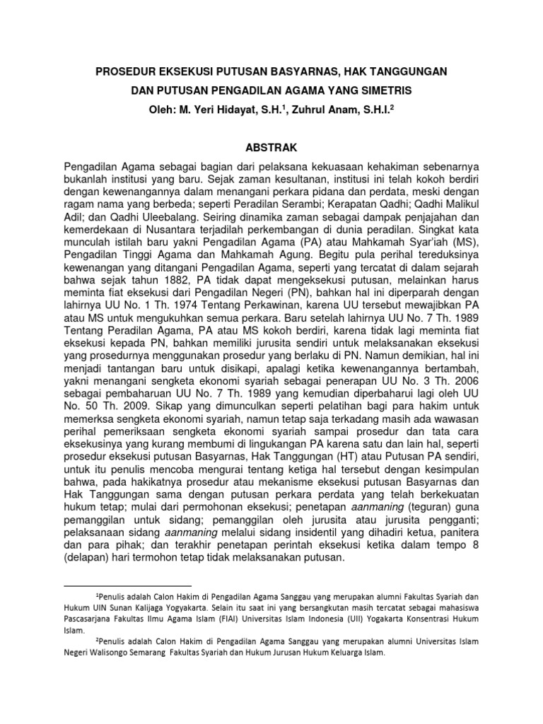 Prosedur Eksekusi Putusan Basyarnas Hak Tanggungan | PDF | Hukum