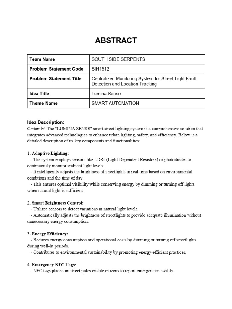 Smart Street Light Monitoring System | PDF | Energy Conservation ...