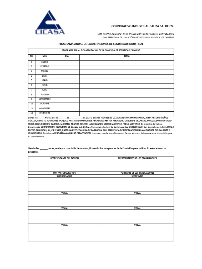 Programa Anual de Capacitacion | PDF