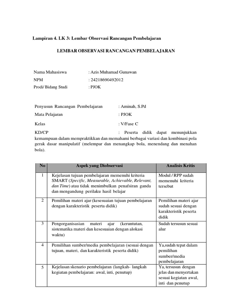 01.05.6-B4-4 Unggah LK 3 - Lembar Observasi Rancangan Dan Perangkat Pembelajaran - Siklus 1 (Kel ...