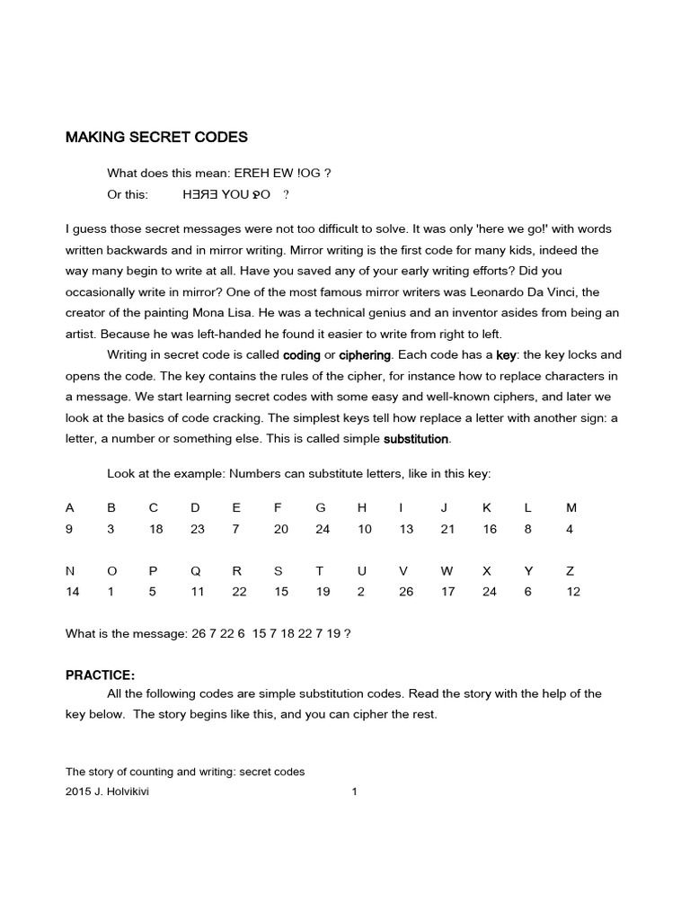 Writing Secretcodes | PDF | Cryptography | Telegraphy