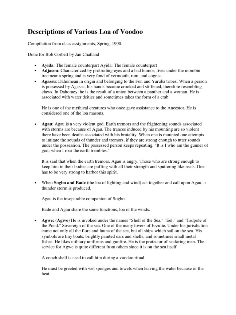 Overview of Voodoo Loa Deities | PDF | Haitian Vodou | Religion And Belief