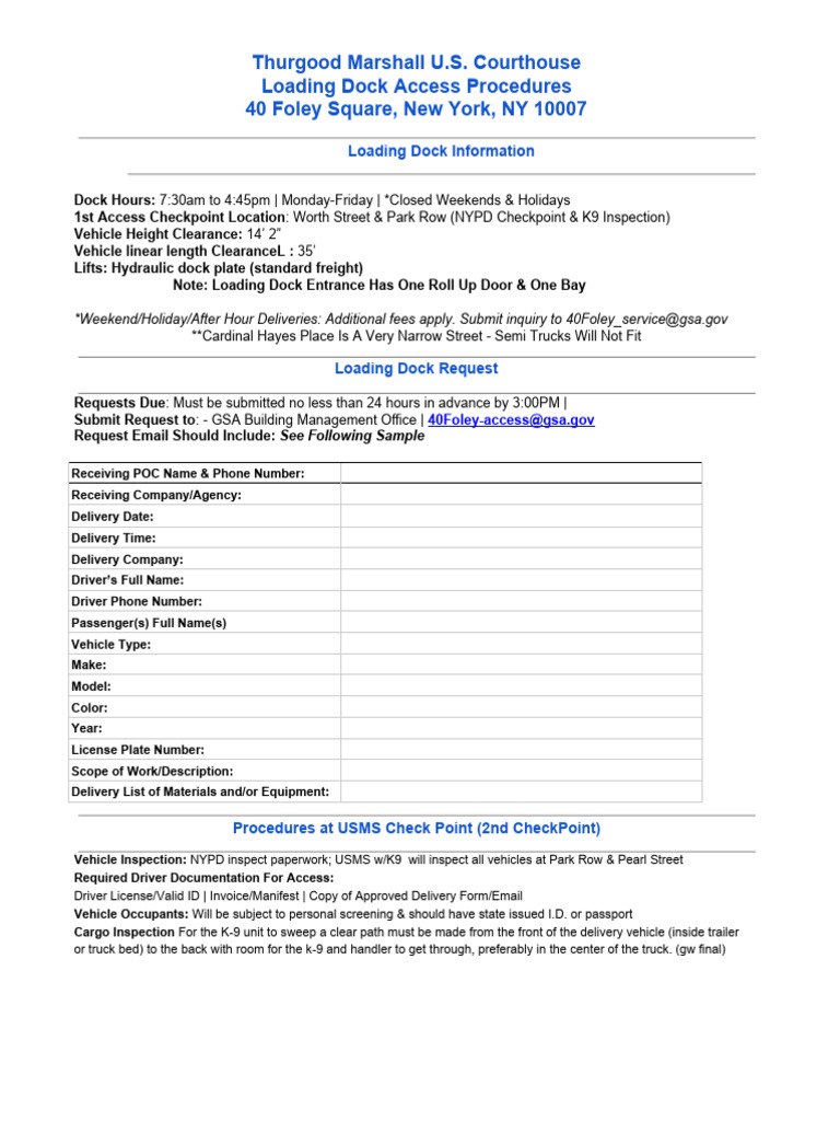 NY0130ZZ - THURGOOD MARSHALL Courthouse - Loading Dock Procedures-Final ...