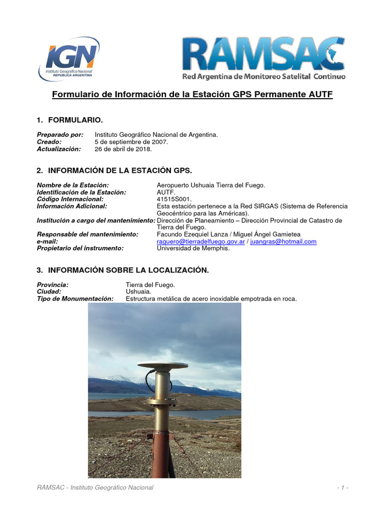 Formulario AUTF | Descargar gratis PDF | Sistema de Posicionamiento Global | Latitud