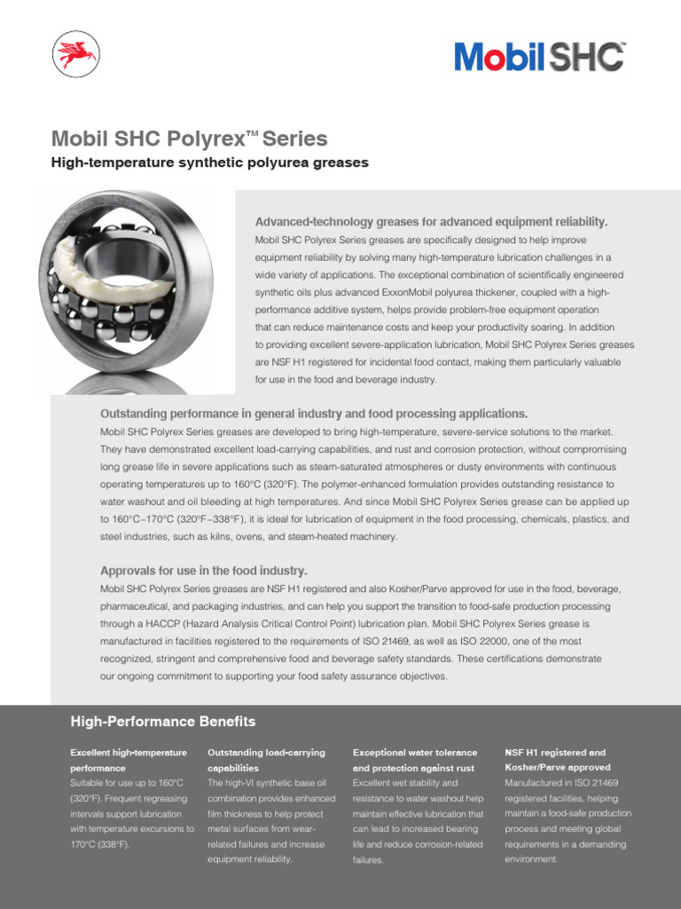 Hoja de Venta - Mobil SHC Polyrex | Download Free PDF | Bearing (Mechanical) | Hazard Analysis ...