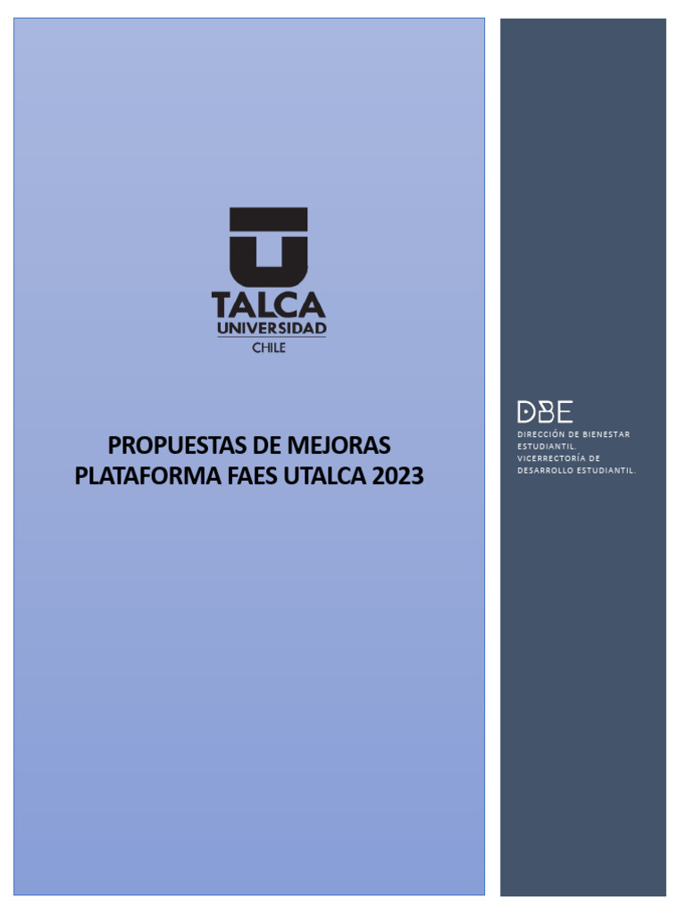 Mejoras Plataforma FAES UTALCA 2023 | PDF | Crecimiento personal y ...