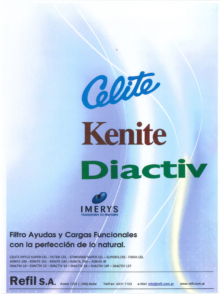 FolletoTríptico Celite Kenite Diactiv 2019 | PDF