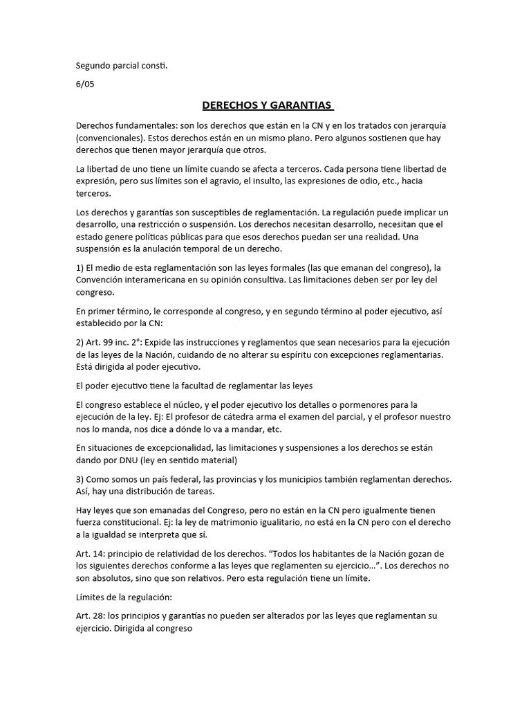 Segundo Parcial Consti 2024 | PDF | El proceso de destitución | Habeas corpus