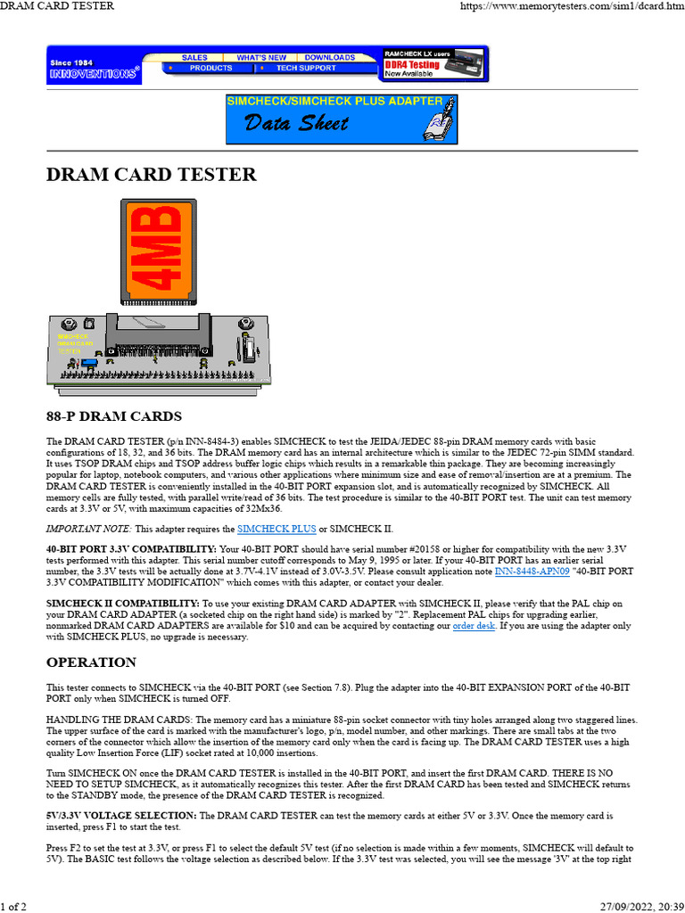 DRAM Card Tester Guide | PDF | Dynamic Random Access Memory ...