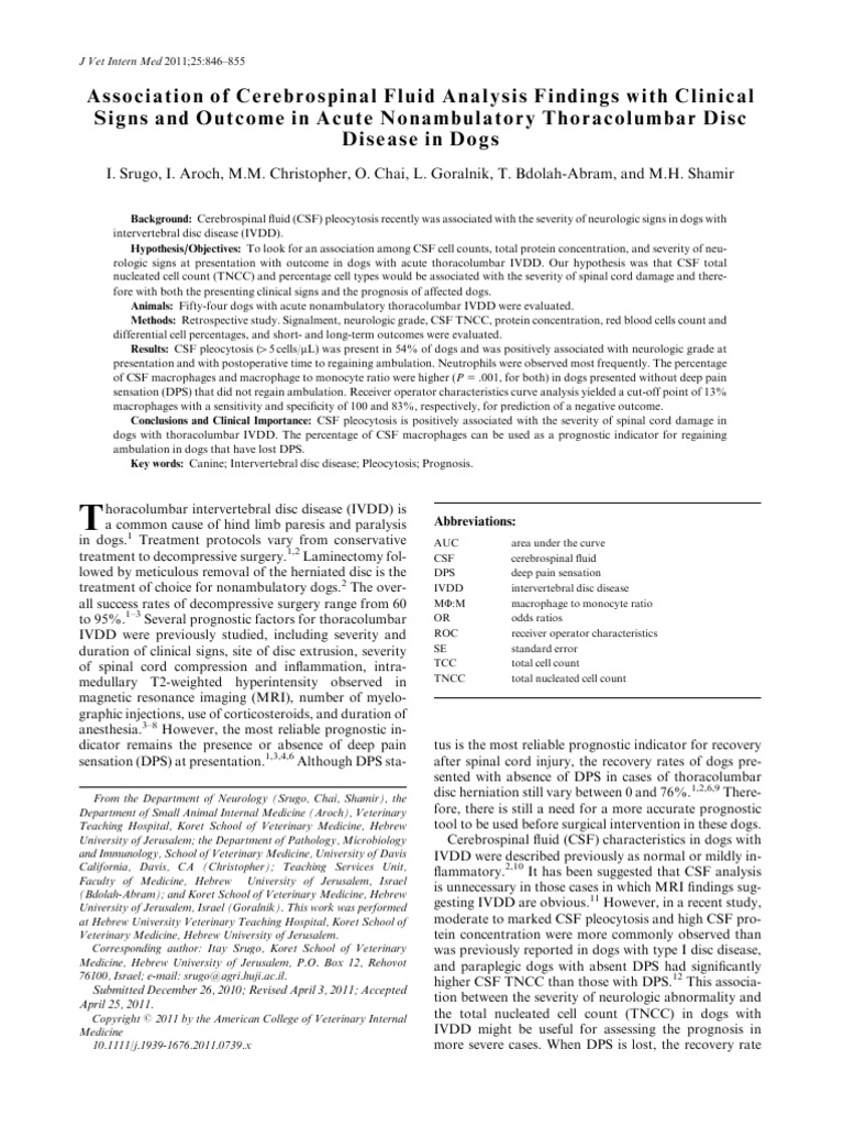 Assoc of Csf Findings With Clinical Signs and Outcome in Acute ...