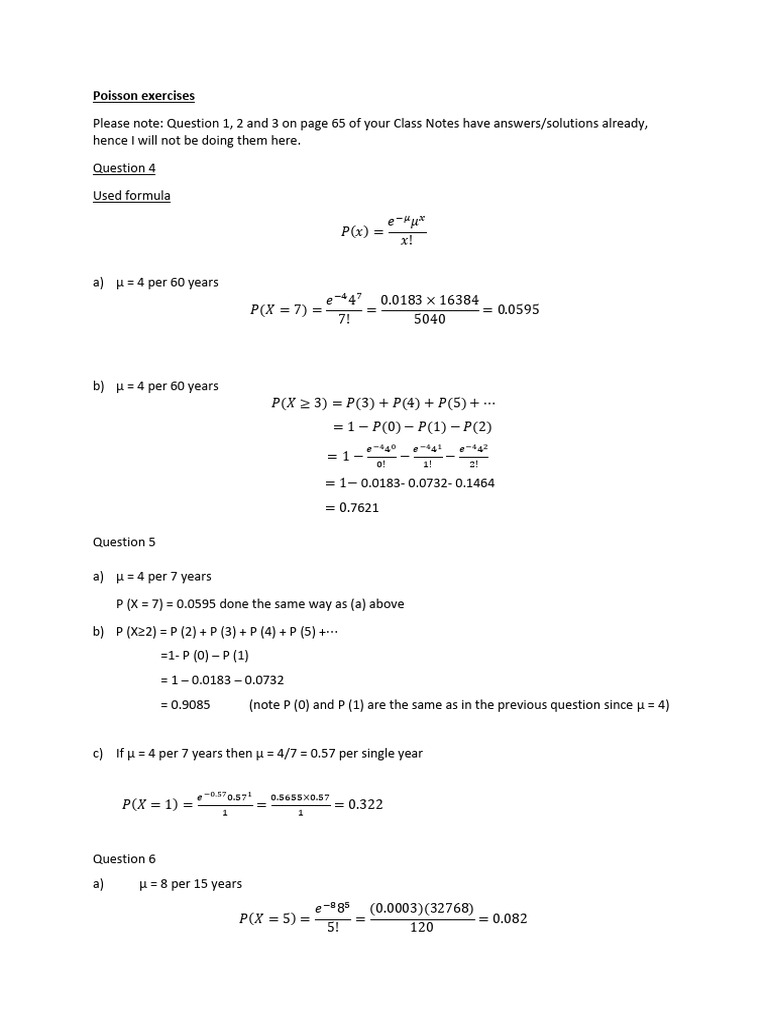 Poisson Exercises | Download Free PDF | Applied Mathematics | Mathematics
