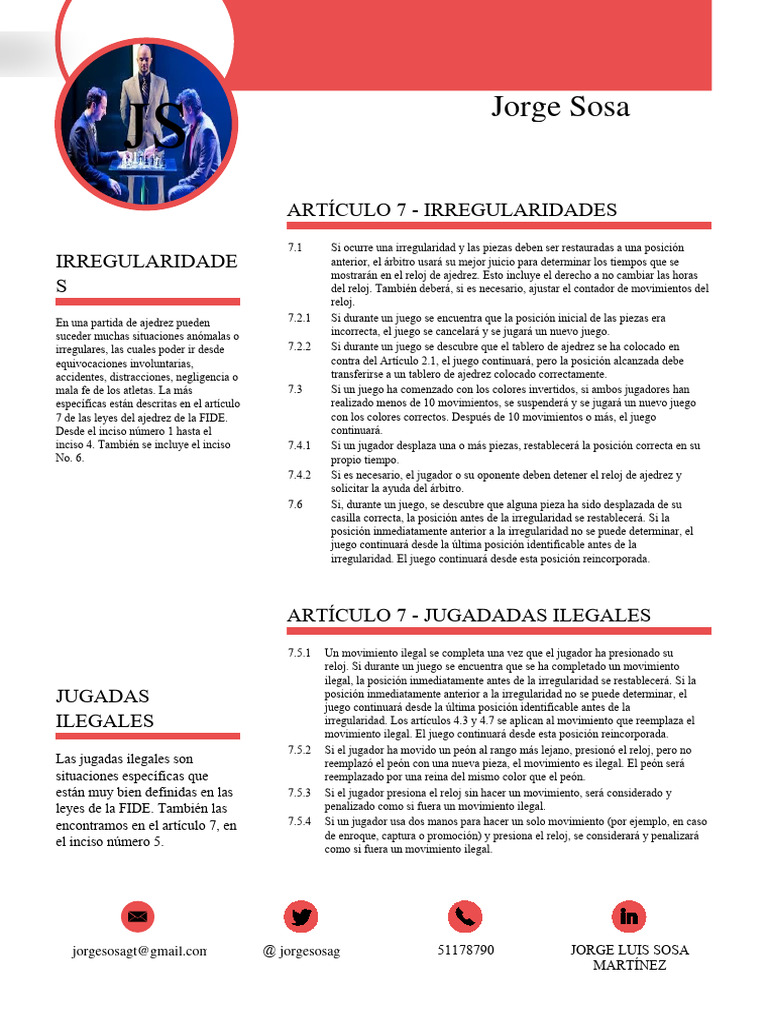 Tarea Sobre Irregularidades y Jugadas Ilegales-Jorge Sosa | PDF ...