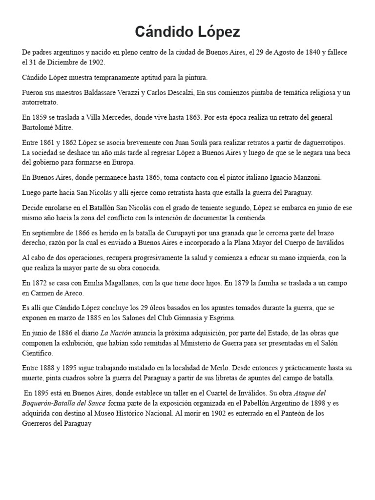 Vida y obra de Cándido López | PDF