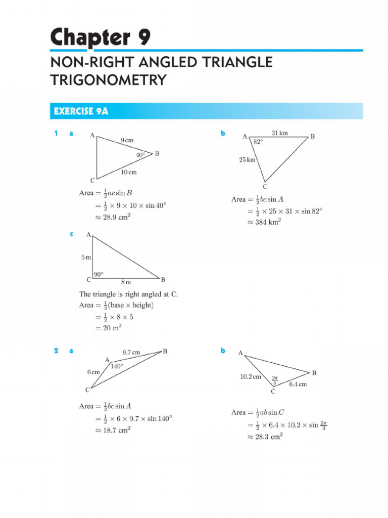 Worked Solutions AA 9 Non-Right Angled Trig | PDF | Triangle | Trigonometry