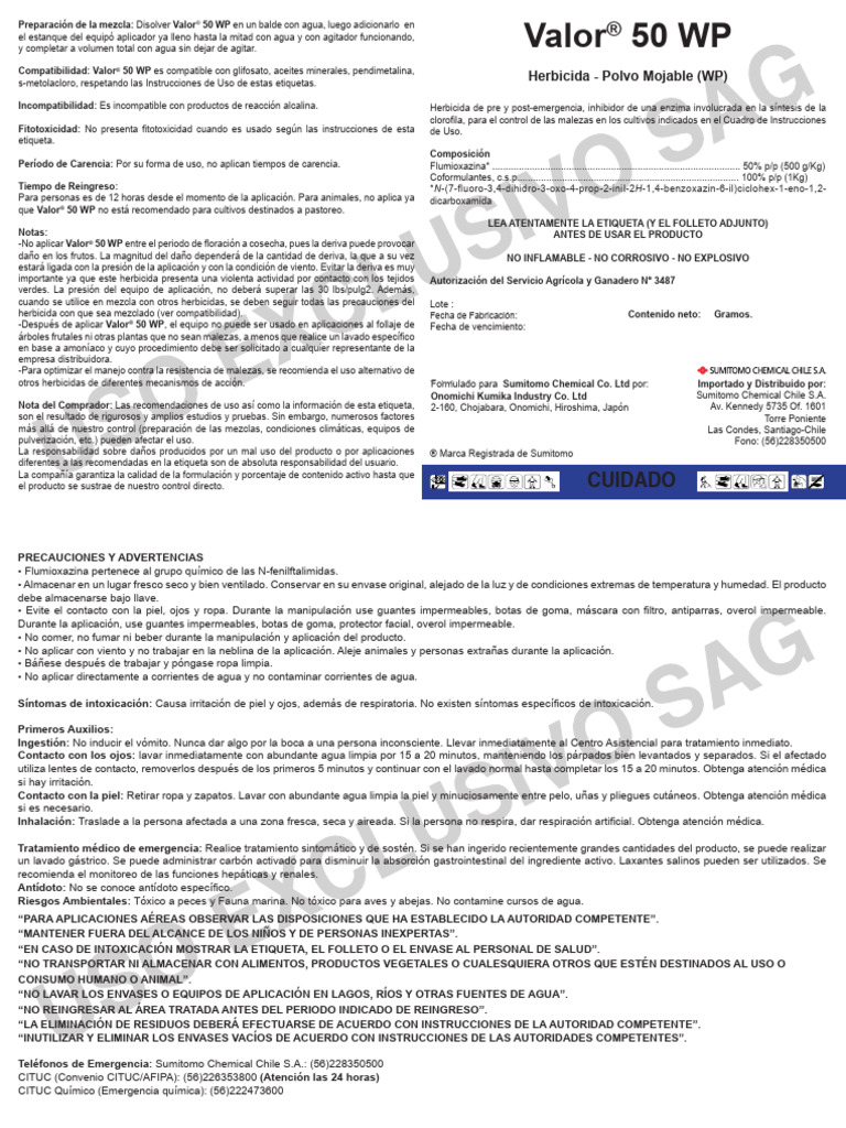 VALOR 50 WP Etiqueta 20-12-2022 | Descargar gratis PDF | Agua | Suelo
