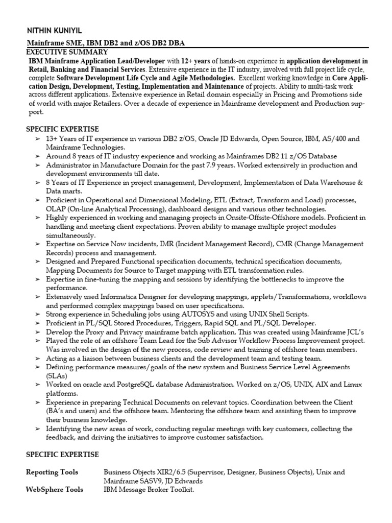 Nithin Kuniyil | PDF | Ibm Db2 | Databases