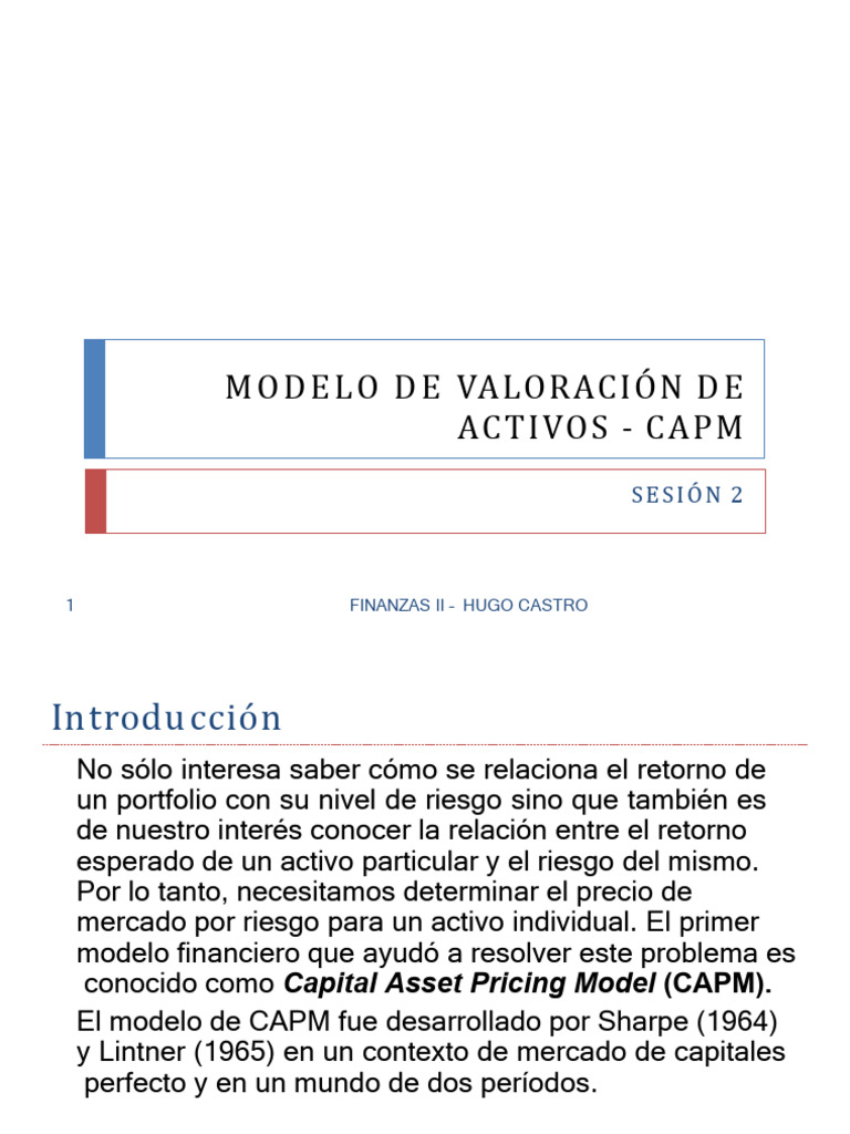 Sesion 2 - CAPM | PDF | Modelo de fijación de precios de activos de ...